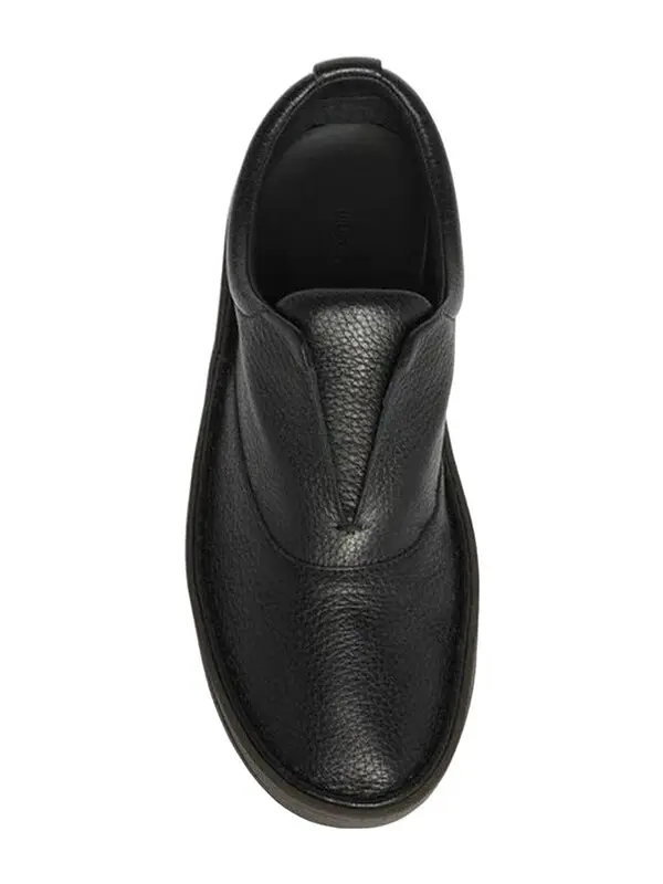 Giorgio Armani Grained Deerskin Slip-on Sneakers - Black