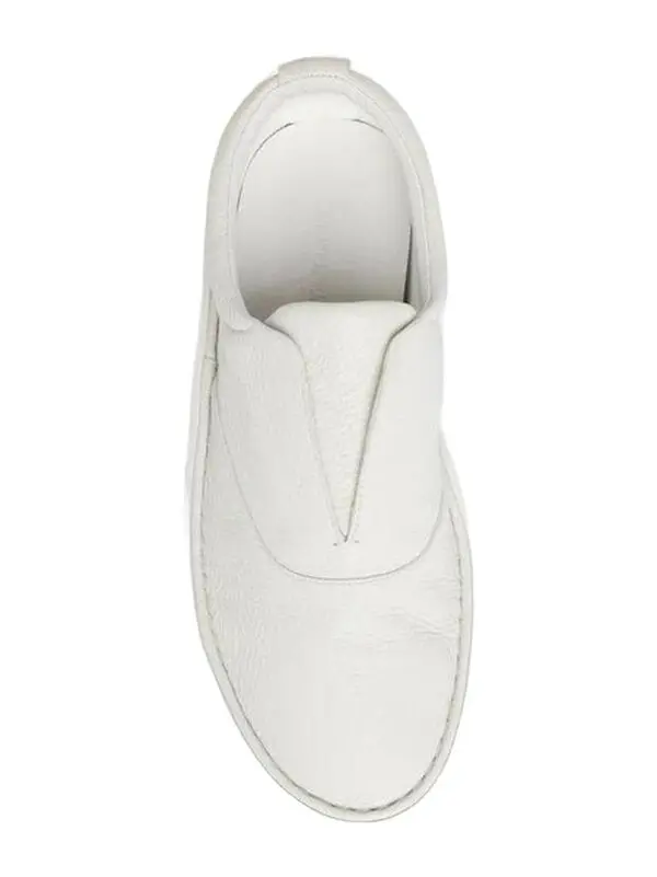 Giorgio Armani Grained Deerskin Slip-on Sneakers - White