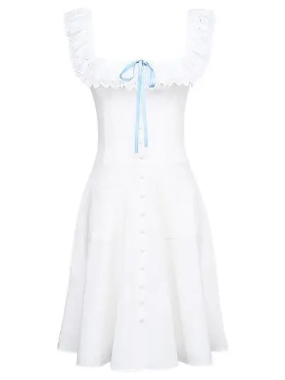 House Of Cb Broderie-anglaise Stretch-cotton Midi Dress - White