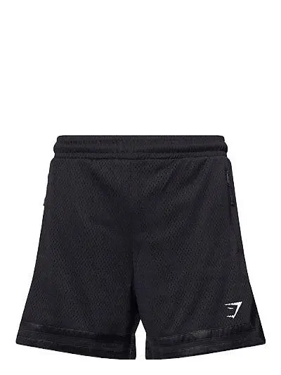 GYMSHARK Varsity Perforated Logo-print Woven Sweat Shorts - Gs Black