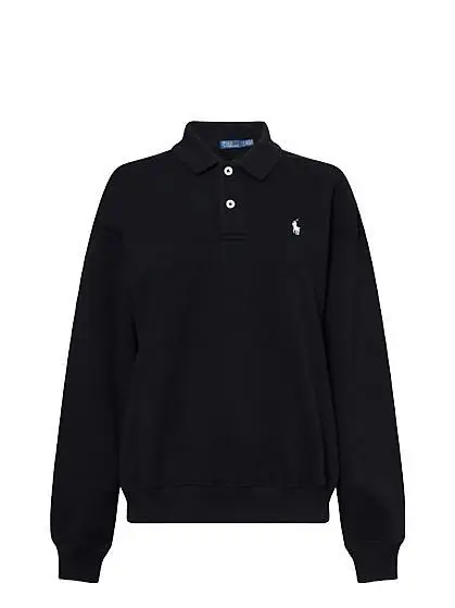 Polo Ralph Lauren Brand-embroidery Long-sleeves Cotton-blend Polo Sweatshirt - Polo Black