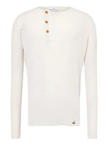 VIVIENNE WESTWOOD Ribbed Cotton-cashmere Knitted Top - Dusty White