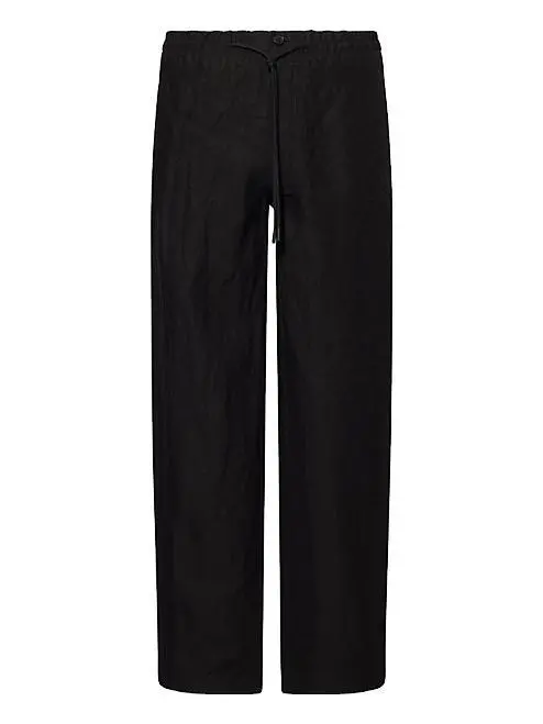 Burberry Straight-leg Drawstring Linen Trousers - Black