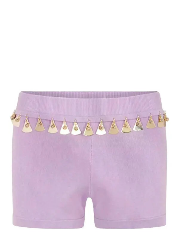 Rabanne Embellished Knit Shorts - Purple
