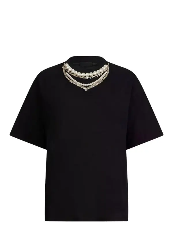 Liu Jo T-shirt With Beaded Neckline - Black