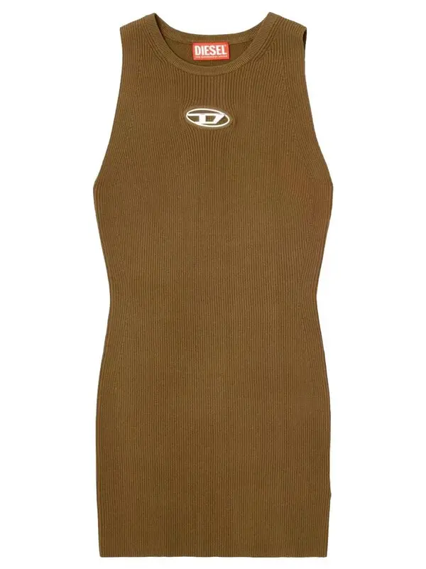 DIESEL Metallic-logo Ribbed Dress - Brown