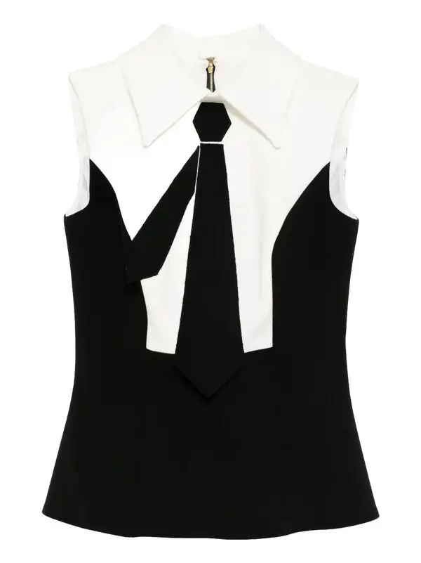 ISABEL SANCHIS Necktie Sleeveless Top - Black