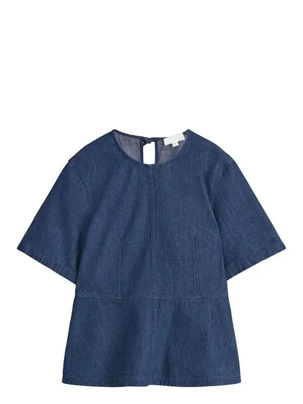 Cos Denim Peplum Top - Dark Blue