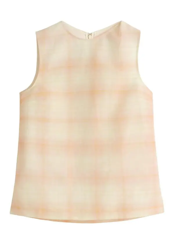 Cos Checked Twisted-shoulder Top - Orange