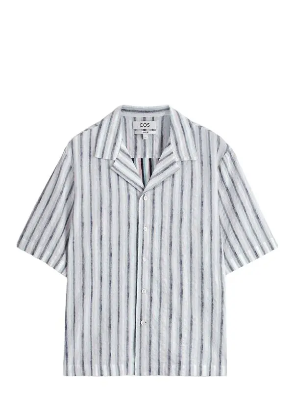 Cos Striped Resort Shirt - Brown