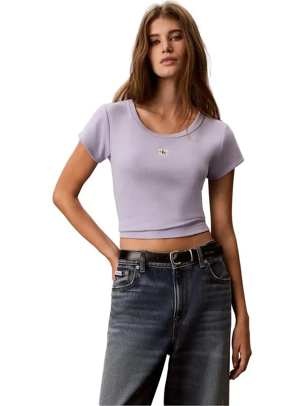Calvin Klein Woven Monologo Slim T-shirt - Cosmic Sky