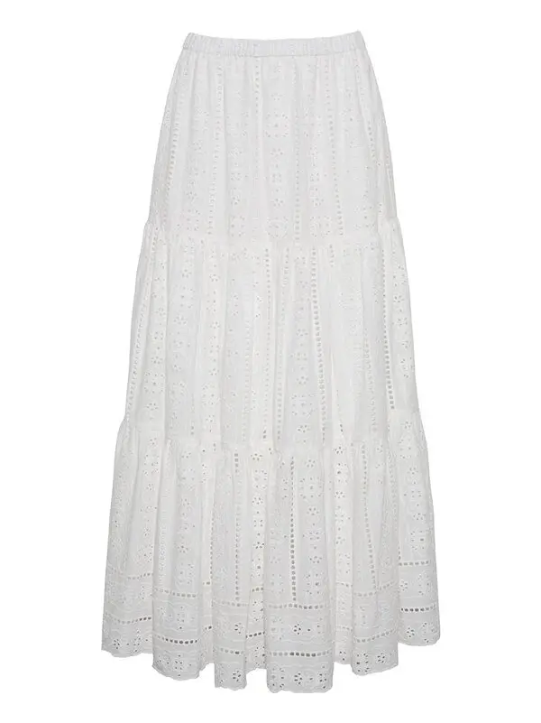 Cara Cara Melanie Tiered Skirt - Bria Eyelet Ivory