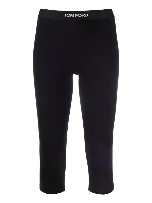 TOM FORD Cropped Logo-waistband Leggings - Black