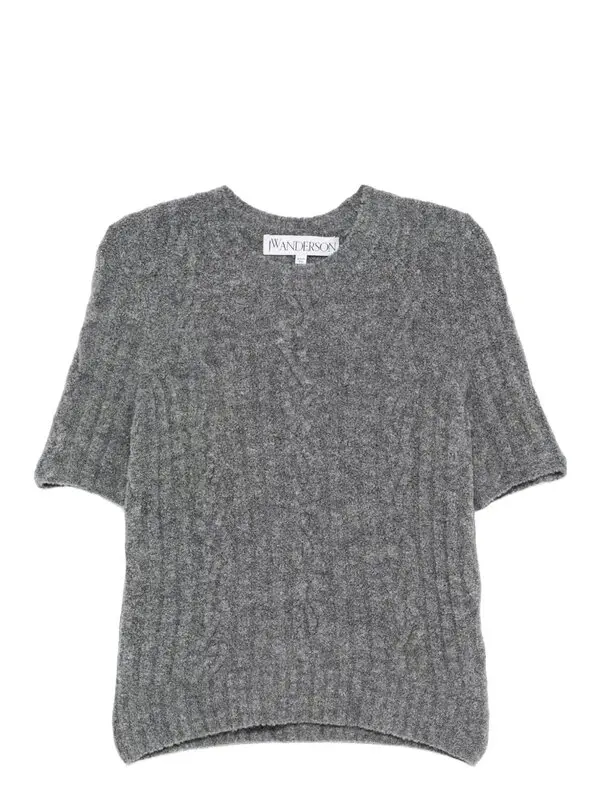 JW Anderson Cable-knit Short Sleeve T-shirt - Grey