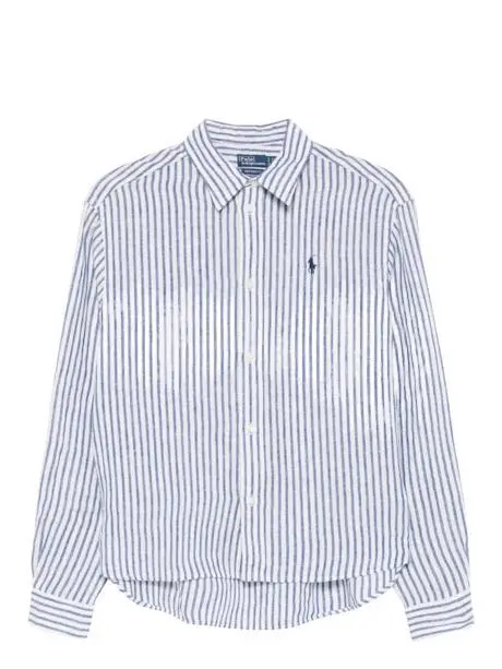 Polo Ralph Lauren Wide Cropped Shirt - White Blue