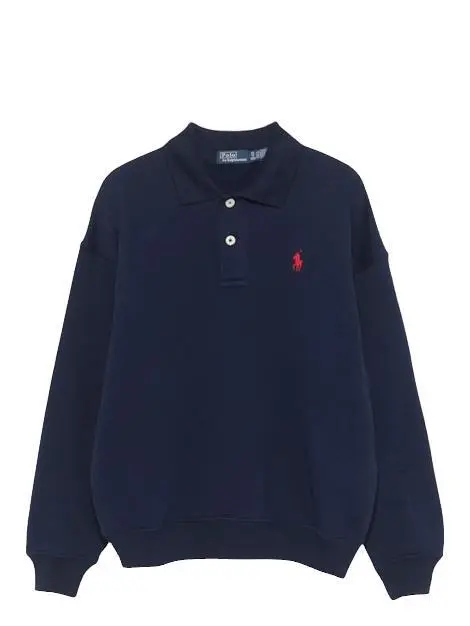 Polo Ralph Lauren Collared Fleece Pullover - Navy Blue
