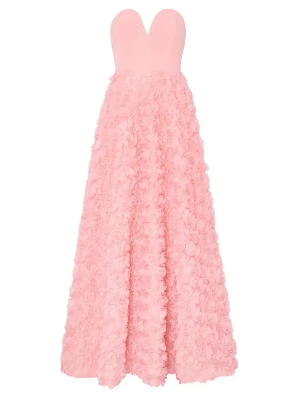 MILLY Bell Mesh Rose Gown Maxi Dress - Pink