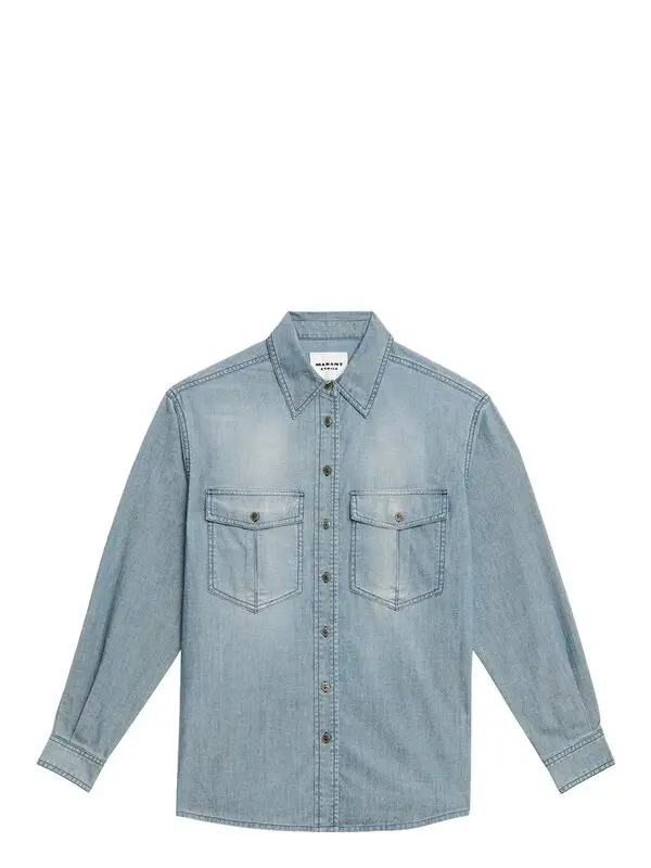 MARANT ETOILE Ovelia Cotton Chambray Shirt - Blue