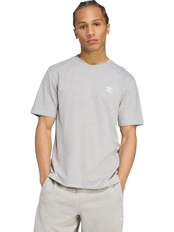 Adidas Trefoil Essentials Tee - Medium Grey Heather / White
