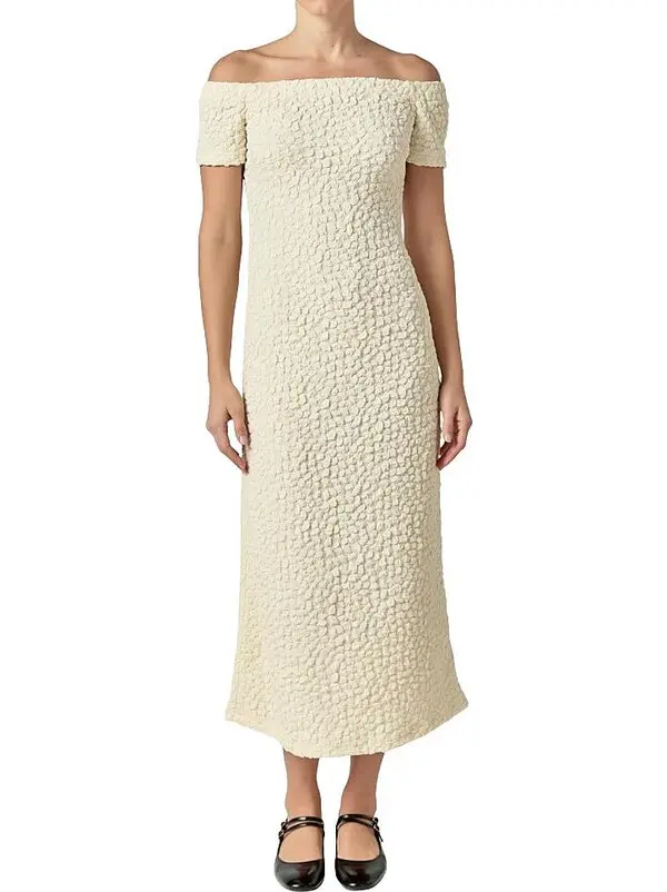 English Factory Textured Midi Dress - Cream
