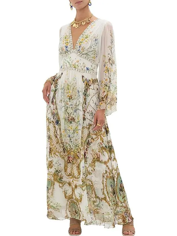 Camilla Silk Floral Flared Sleeve Maxi Dress - Dressing Room Drama