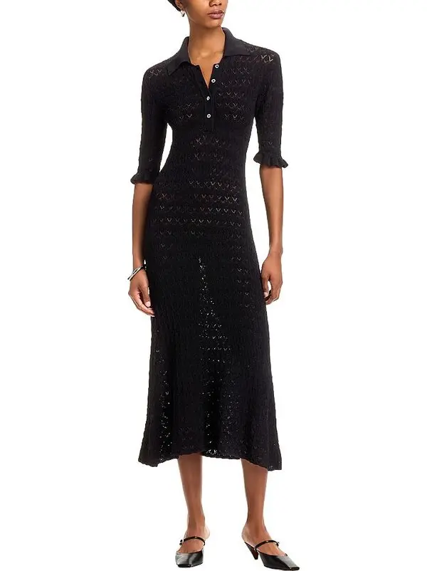 Sea Rue Pointelle Midi Dress - Black