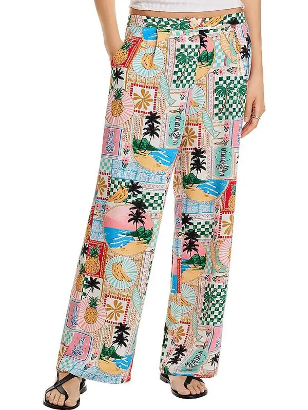 Aqua Postcard Wide Leg Pants - Multi