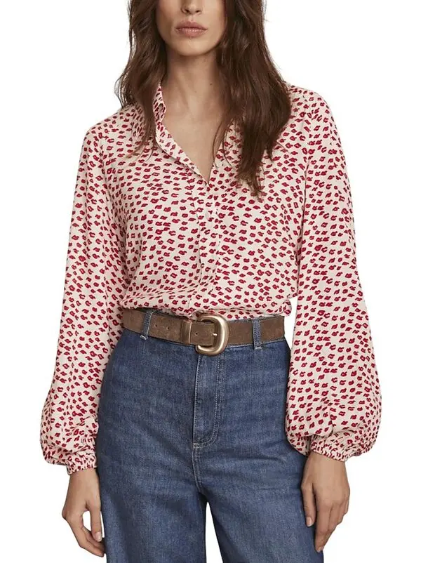 Mint Velvet Lips Print Crop Shirt - Cream