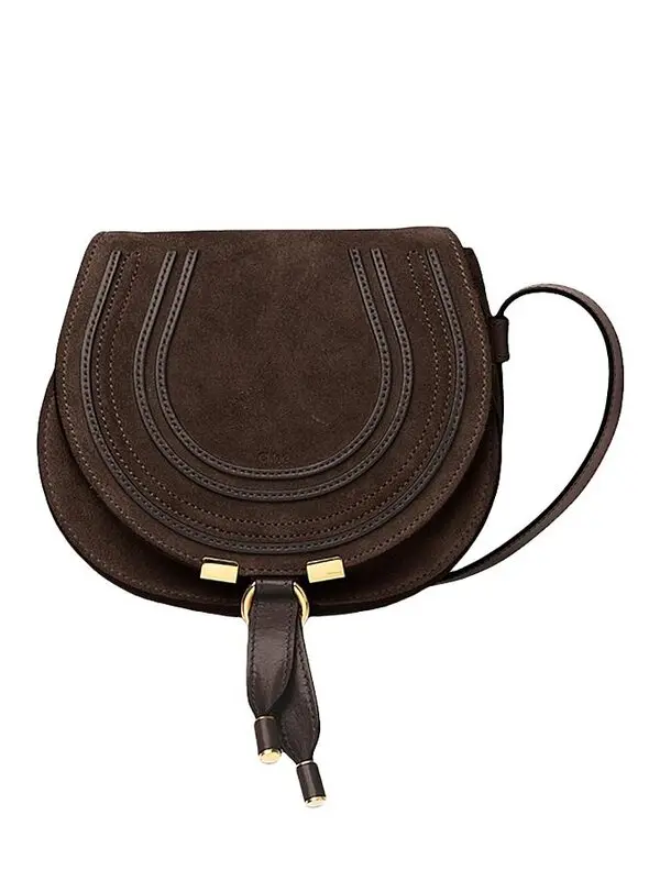 Chloé Marcie Small Saddle Bag - Kohl Brown Suede