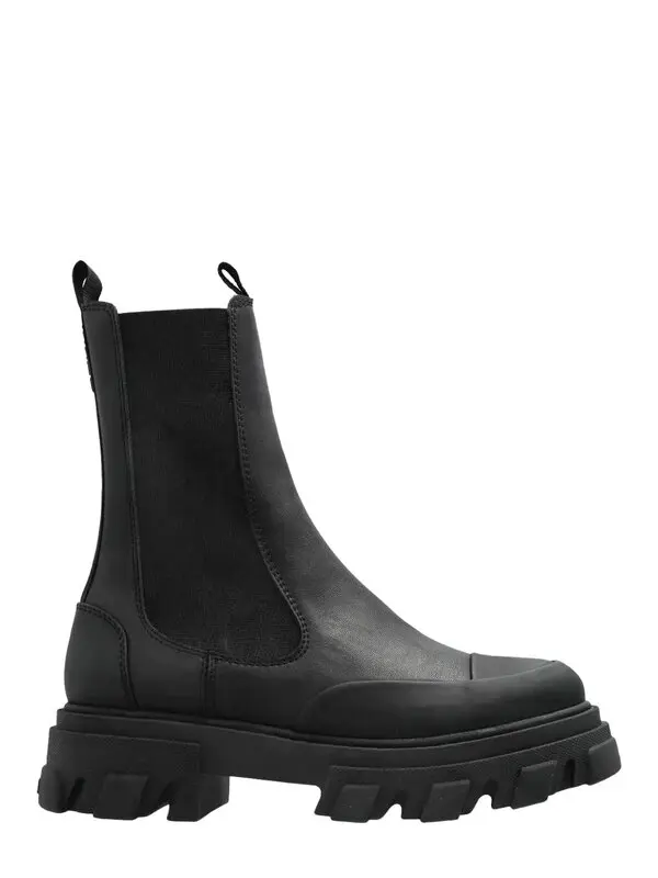 GANNI 55mm Leather Ankle Boots - Black