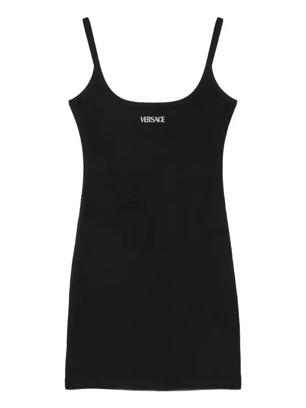 Versace Logo-embroidered Tank Dress - Black