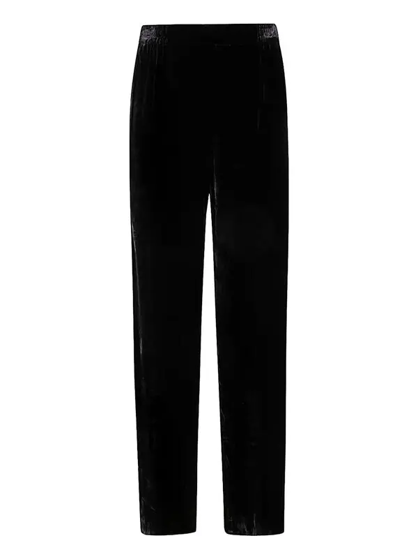BIANCO LEVRIN Velvet Trousers With Elasticated Waistband - Black