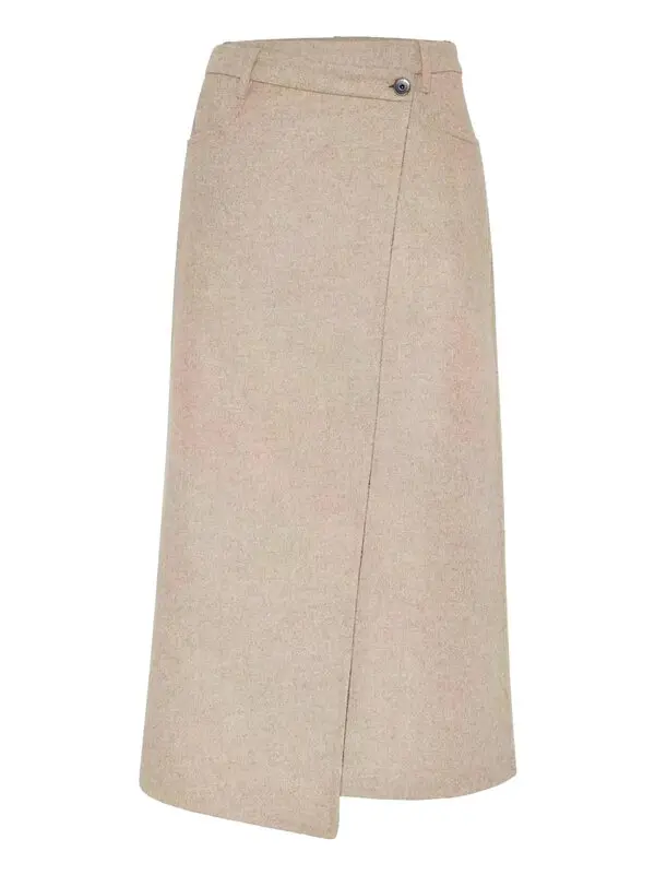 Brunello Cucinelli Wool Wrap Skirt - Neutrals