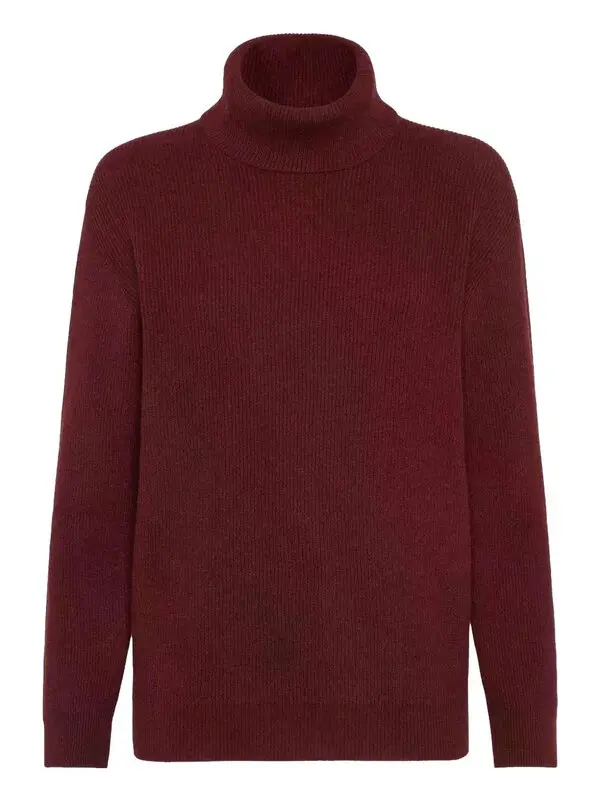 Brunello Cucinelli Ribbed Turtleneck Sweater - Red