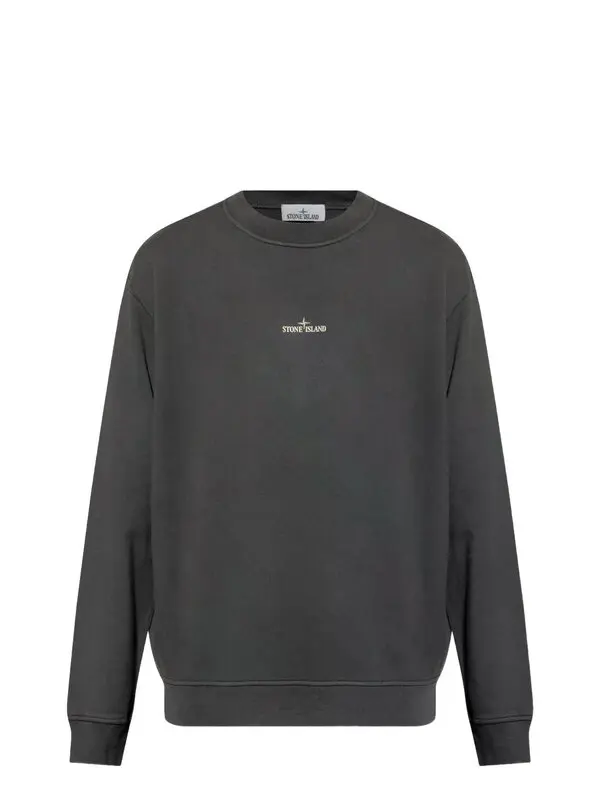 Stone Island Logo-embroidered Crew-neck Sweatshirt - Grey