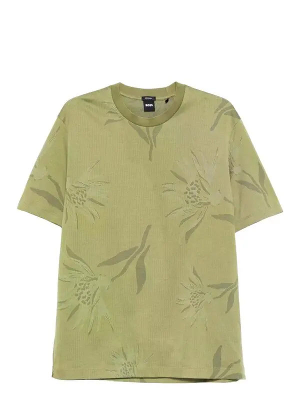 BOSS Floral-print Cotton T-shirt - Green
