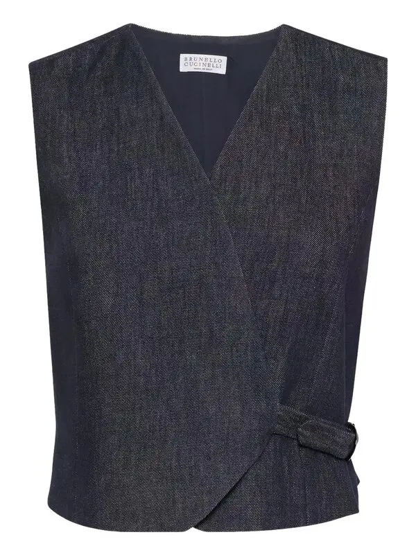 Brunello Cucinelli Wrap Cotton Waistcoat - Blue