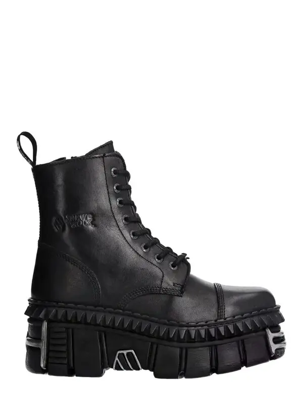 NEW ROCK Lace-up Platform Boots - Black