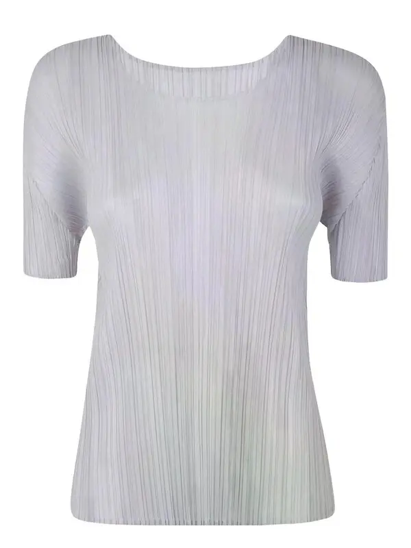 Issey Miyake Pleated Short-sleeve Top - Grey