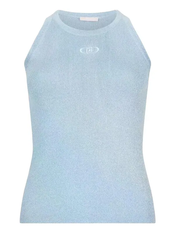 Liu Jo Ribbed-texture Logo Top - Blue
