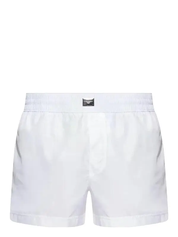 Dolce & Gabbana Logo-plaque Swim Shorts - White