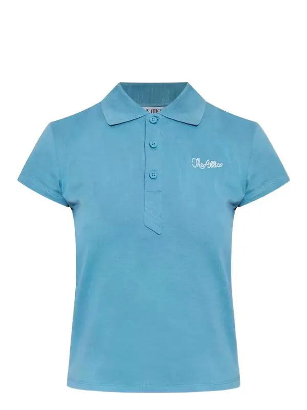 Attico Embroidered Cotton Polo Shirt - Blue