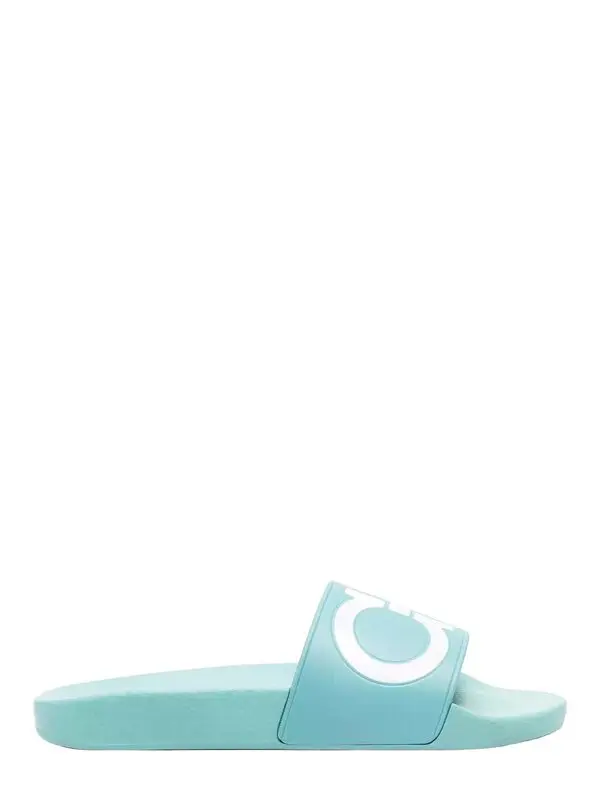 FERRAGAMO Gancini-print Slides - Blue