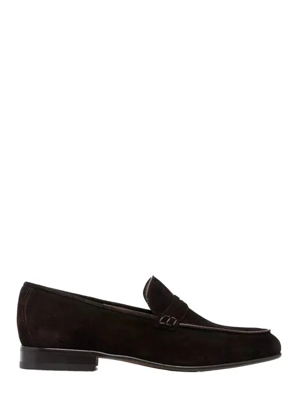 FERRAGAMO Suede Penny Loafers - Brown
