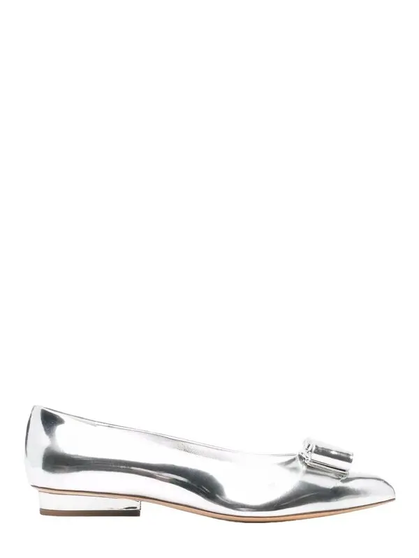 FERRAGAMO Viva Bow Ballerina Shoes - Silver