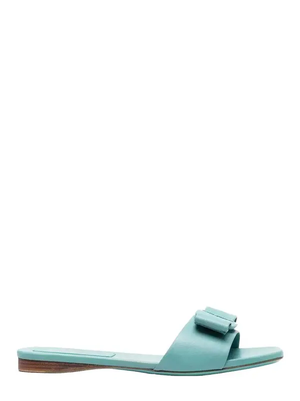 FERRAGAMO Embossed Bow-detail Sandals - Blue