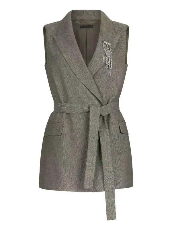 Liu Jo Chevron Brooch Waistcoat - Green