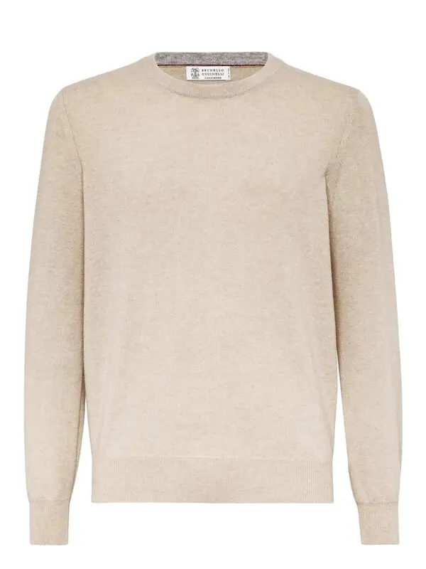 Brunello Cucinelli Crew Neck Cashmere Sweater - Beige