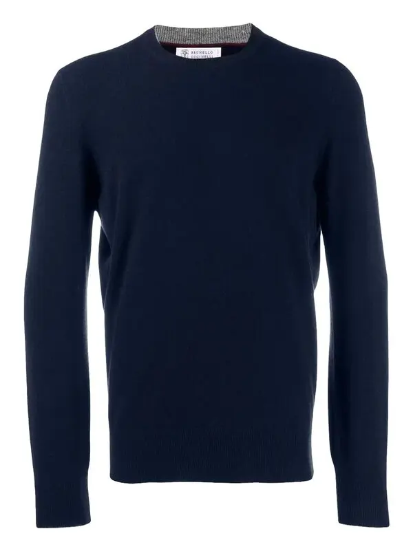 Brunello Cucinelli Crew Neck Cashmere Sweater - Blue