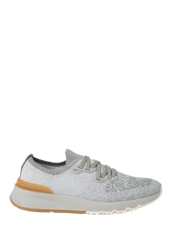 Brunello Cucinelli Cotton Chiné Knit Runner Sneakers - Grey